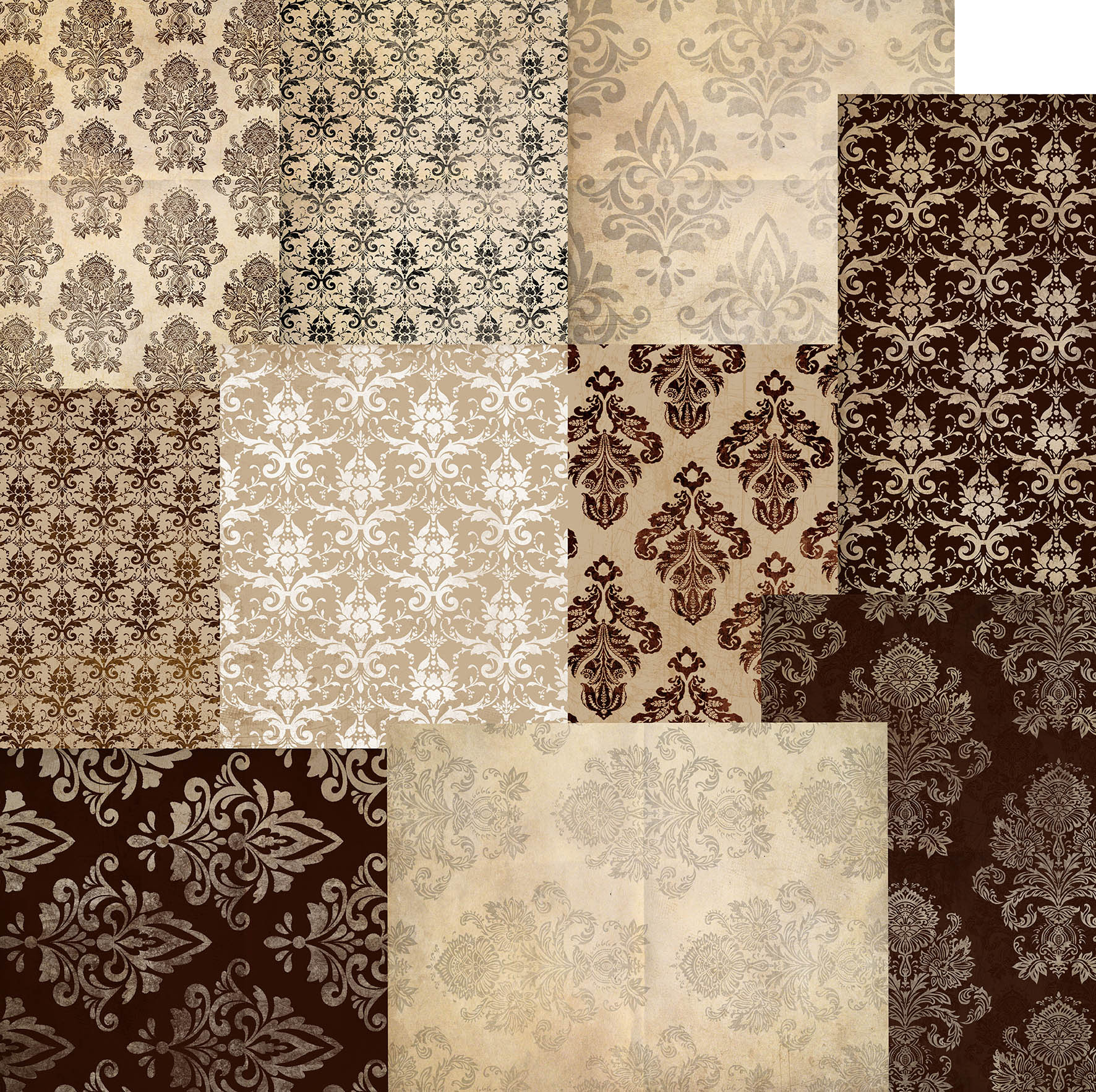 Brown damask papers, a Pattern Graphic by Digital Art Side. | Creative ...