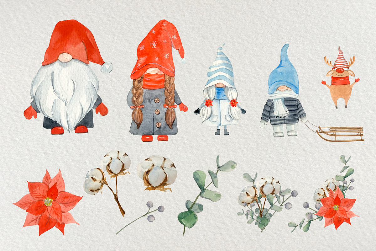 Gnome Family Watercolor Clip Art Set, an Illustration by Tati Bordiu ...