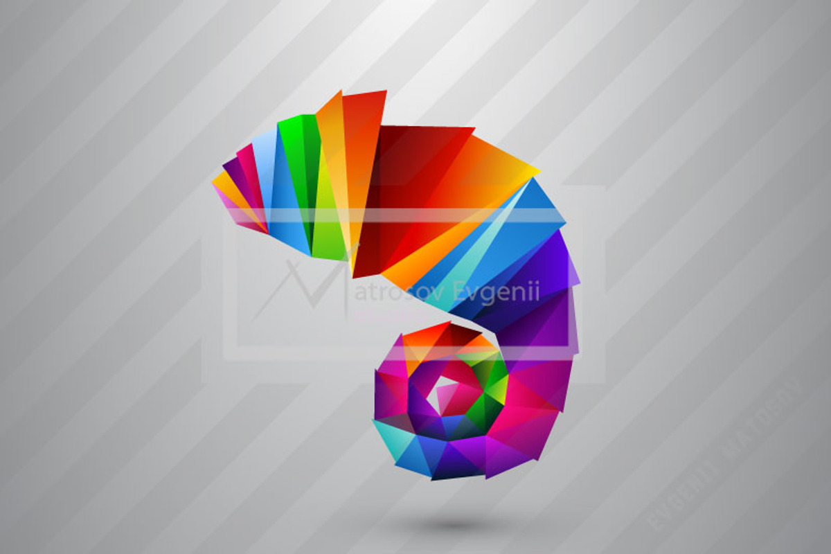 Chameleon from triangles. Logo, an Animal Illustration by Matrosovv