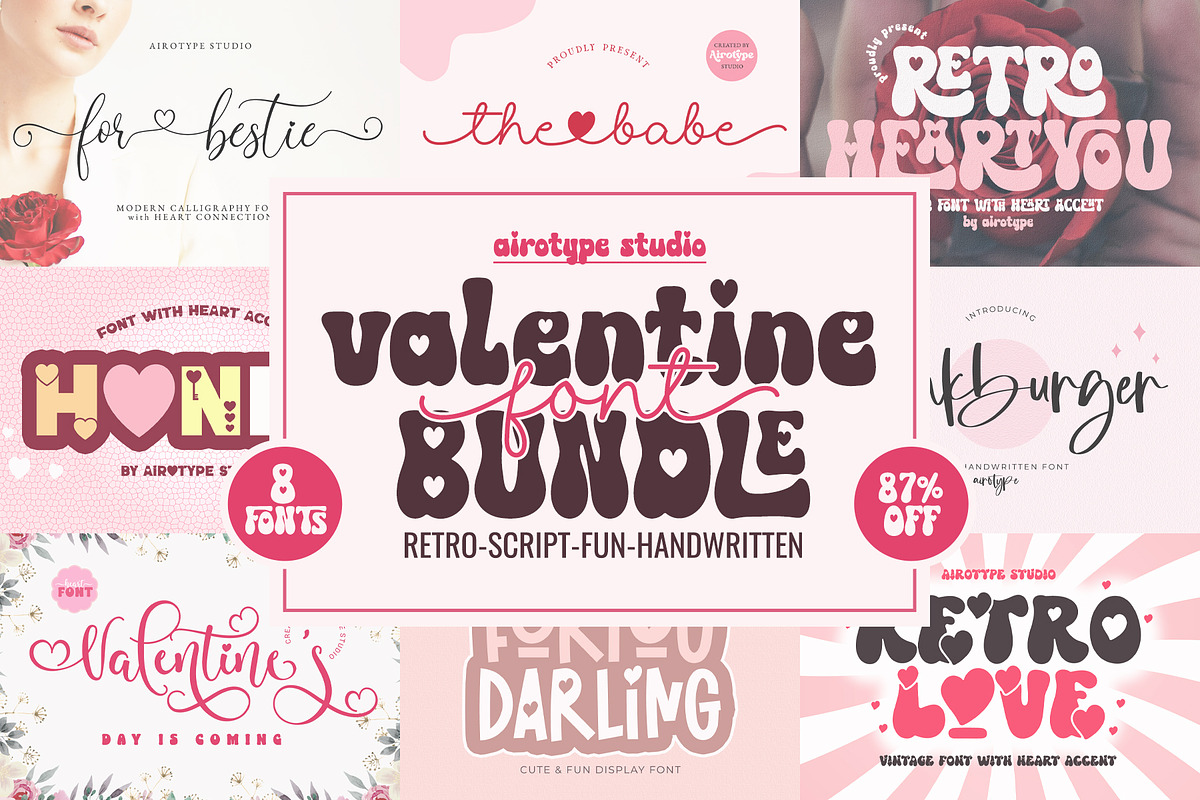 Heart Font Bundle | 8 Love Fonts