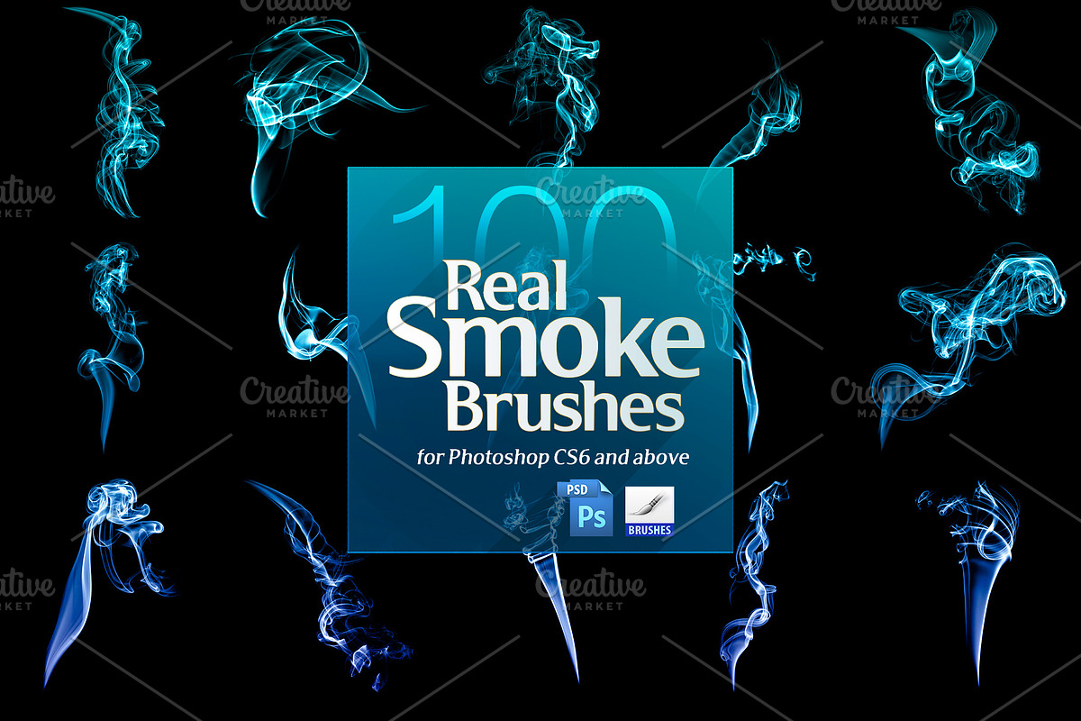 100 Real Smoke Brushes for Photoshop, a Brush Add-On by Creative Graphics