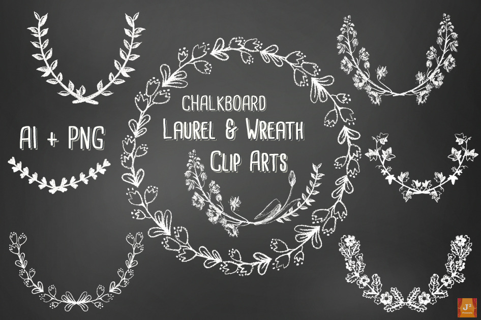 Chalkboard Laurel Wreath Vector &PNG, a Texture Illustration by ...