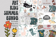 Kids Summer Bundle pattern & clipart, a Pattern Graphic by MeadowFox