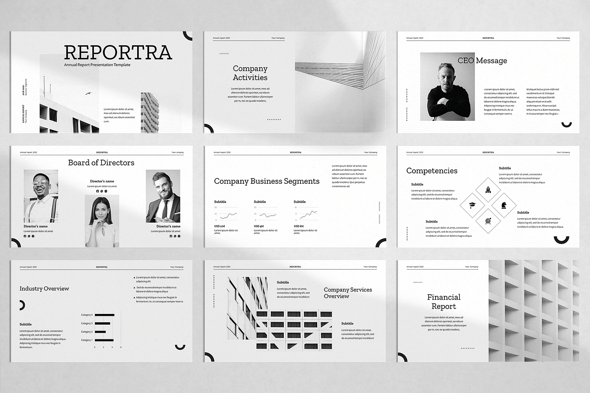 Annual Report PowerPoint Template, a Presentation Template by Flat Icons
