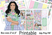 Spring Printable Stickers 2x1,5, a Stationery Template by GlamArtZhanna