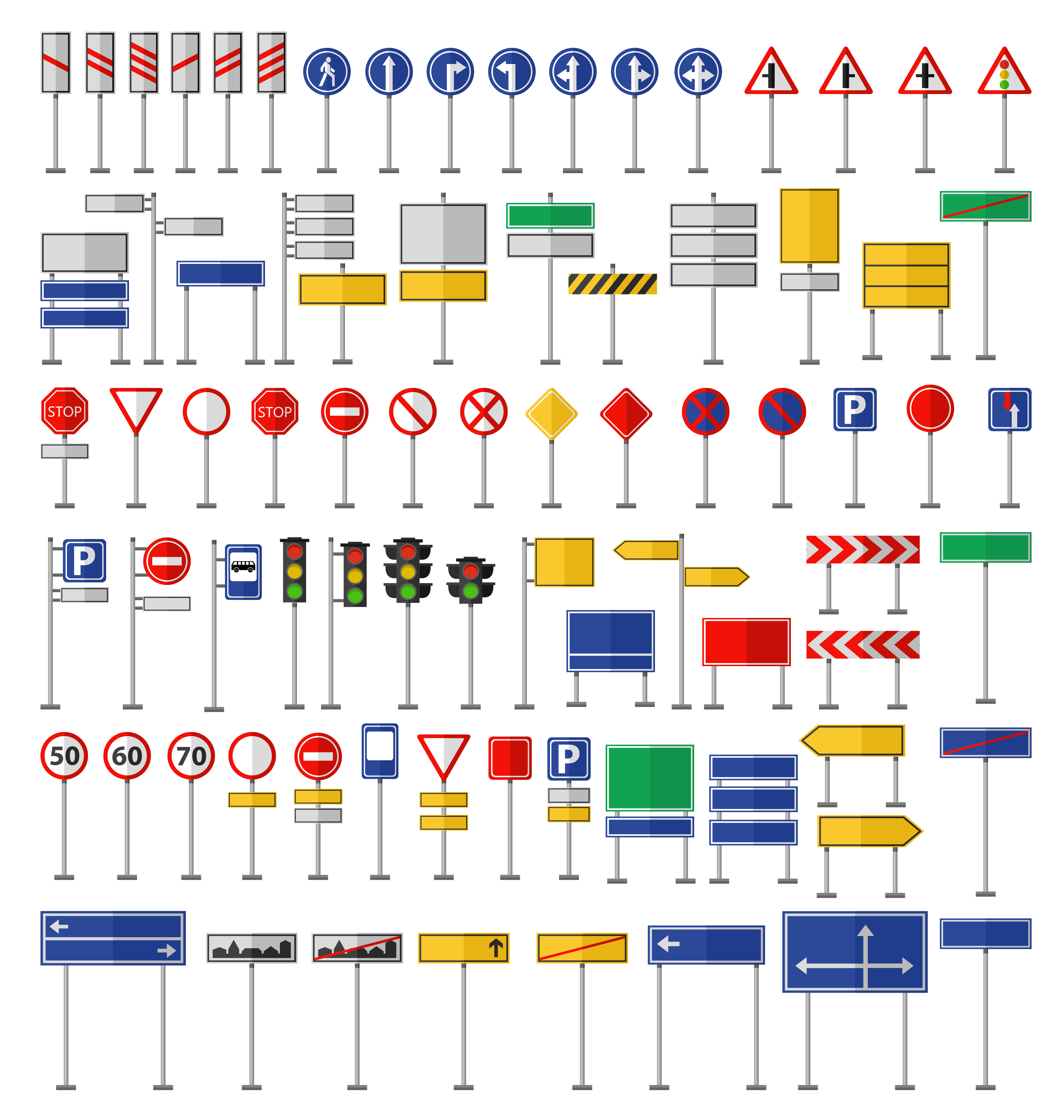 Road signs and symbols vector, an Object Illustration by RocketArt