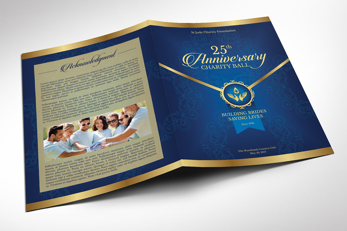 Blue Anniversary Gala Program Word, a Brochure Template by Godserv Designs