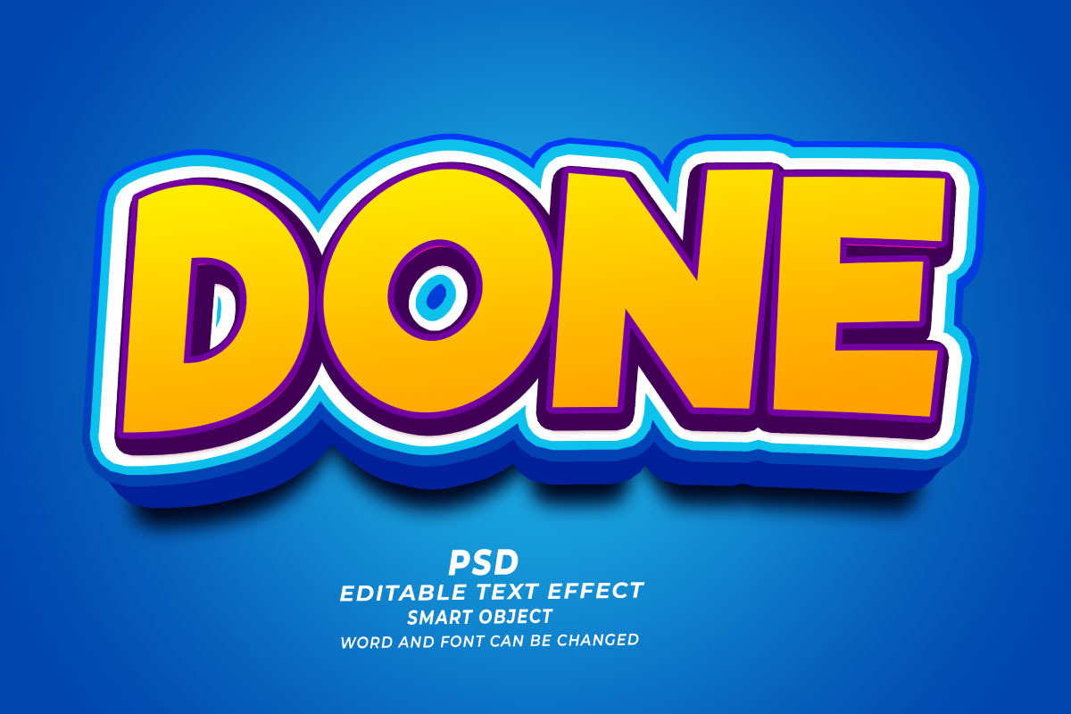 Done 3d PSD Editable Text Effect, a Layer Style Add-On by TrueVector ...