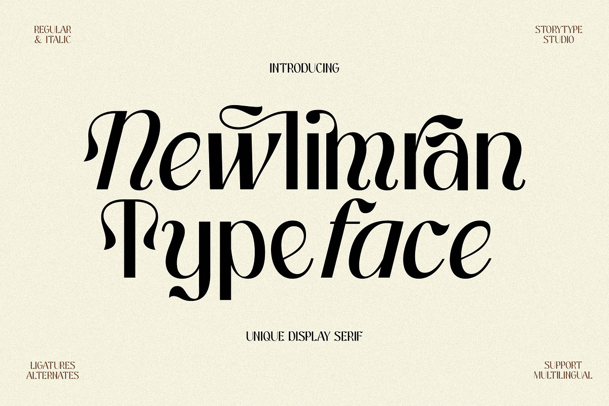 Newlimran Unique Display Font, a Serif Font by Storytype Studio