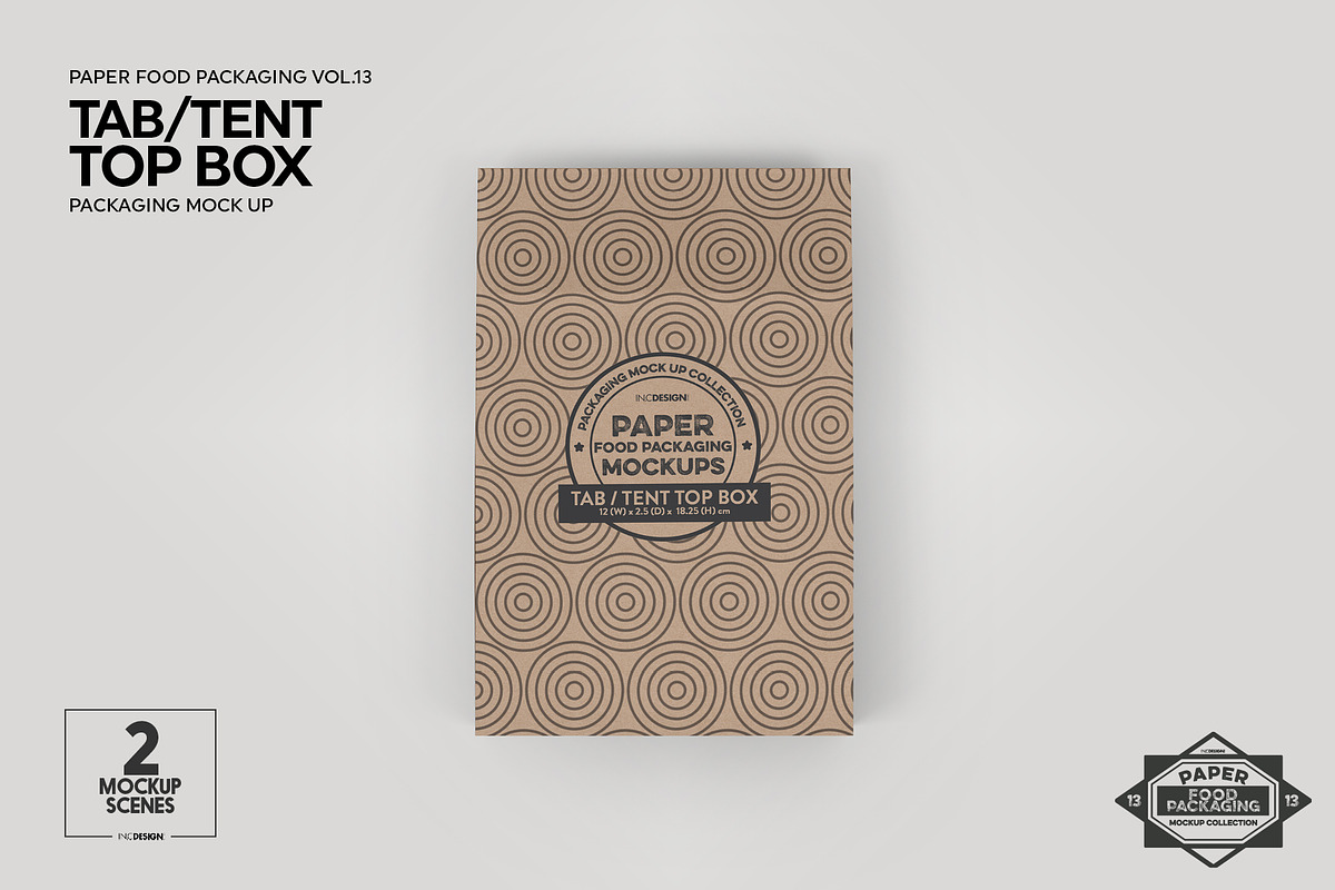 Tab Tent Top Box Packaging Mockup, a Packaging Mockup by INCDesign