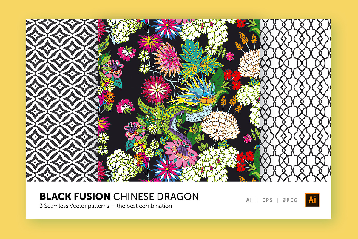 Chinese Dragon patterns collection, a Pattern Graphic by Designnina Shop