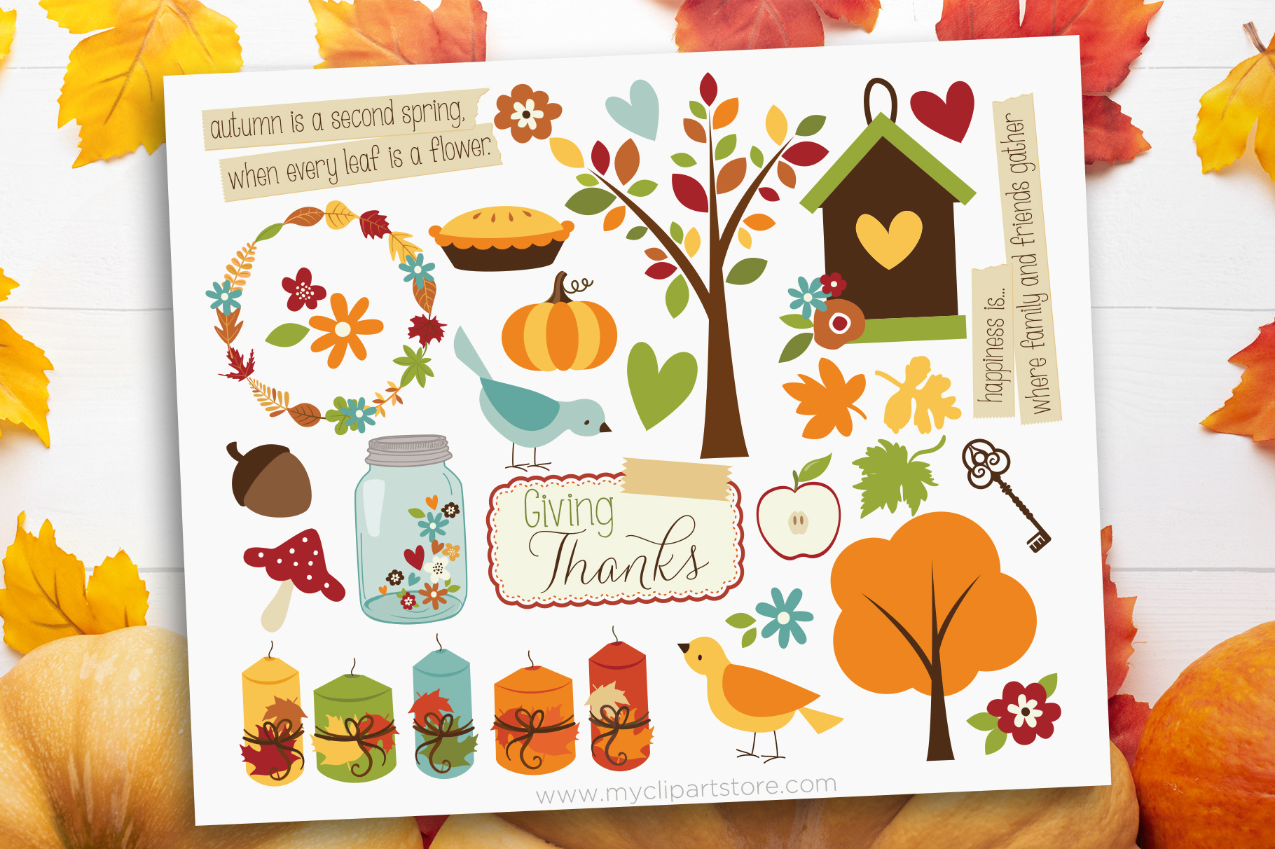 Giving Thanks, Autumn, Fall Clipart, an Illustration by MyClipArtStore