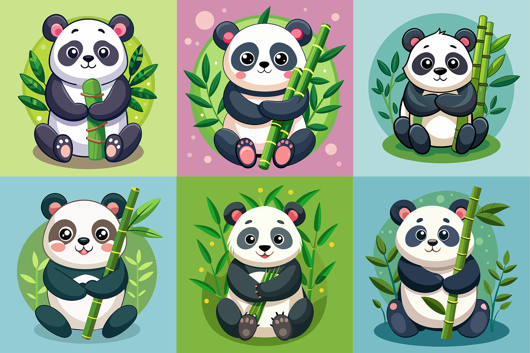 Cute Panda Hugging Bamboo 10 Vector, an Animal Illustration by ...