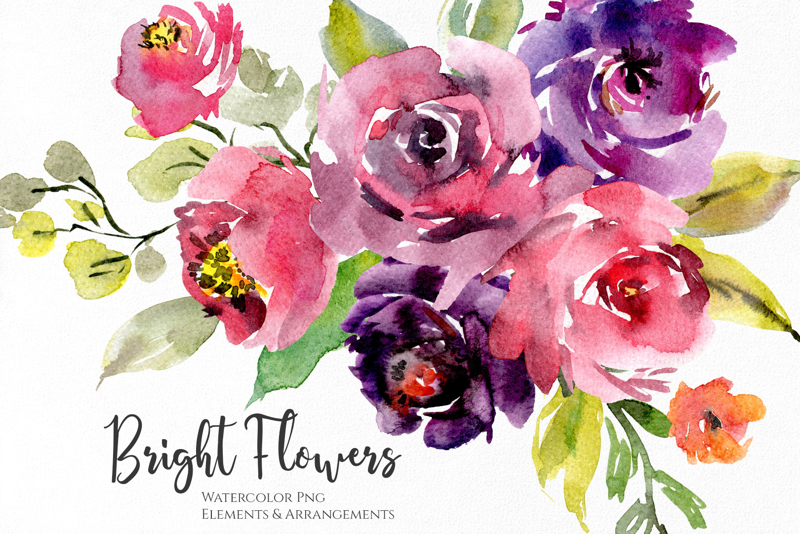 Watercolor Bright Pink Violet Flower, a Decorative Illustration by ...