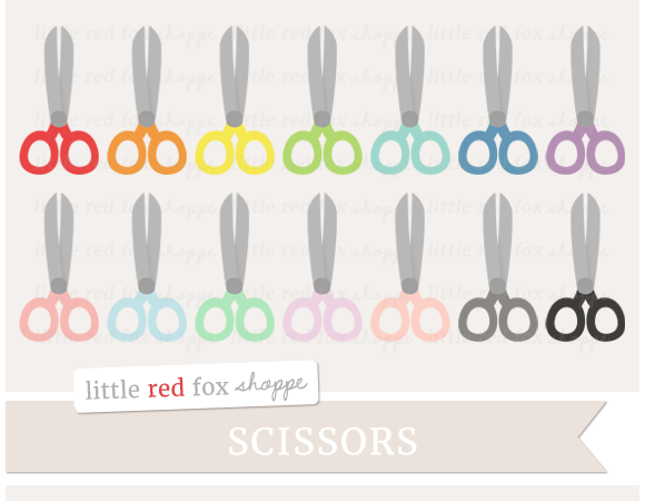 Scissors Clipart, an Education Illustration by Little Red Fox Shoppe