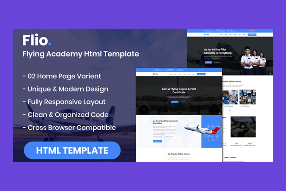 Flio - Flying Academy HTML Template, a HTML Template by THESOFTKING