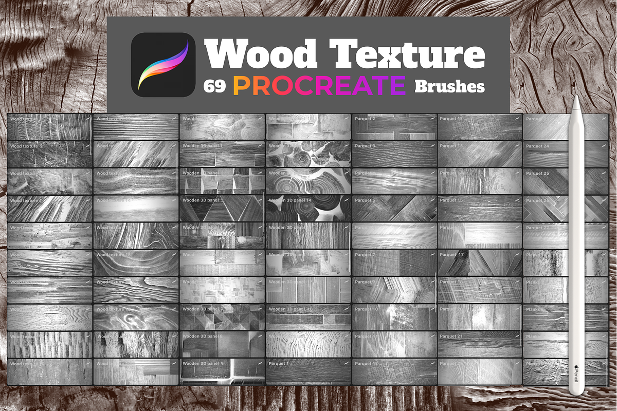 Wood texture for PROCREATE, a Brush Add-On by Graphics Resources