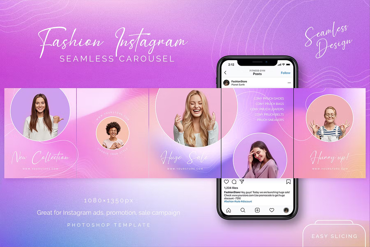 Seamless Instagram Carousel, a Social Media Template by Andrew Skoch Design