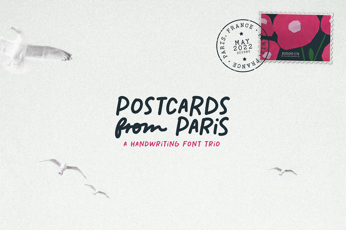 Postcards From Paris | Font Trio, a Sans Serif Font by Callie Rian & Co.
