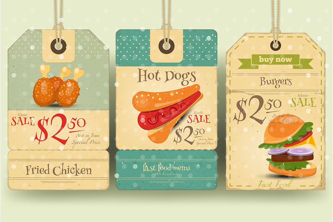 Fast Food Tags Price, a Food Illustration by ELFIVETROV DESIGN