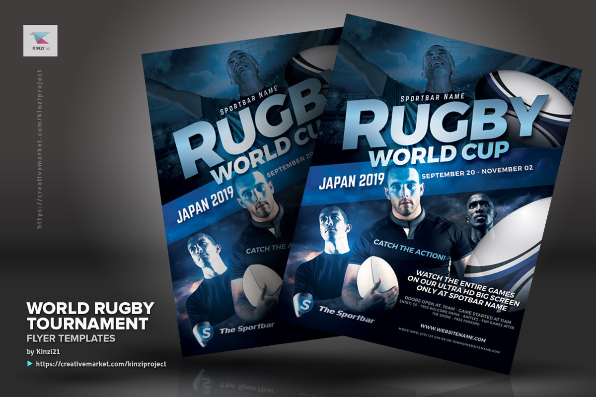 Rugby Tournament Flyer Templates, a Flyer Template by kinzi21