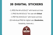 Digital Stickers Bundle Cute Animals, an Animal Illustration by Nursery Art