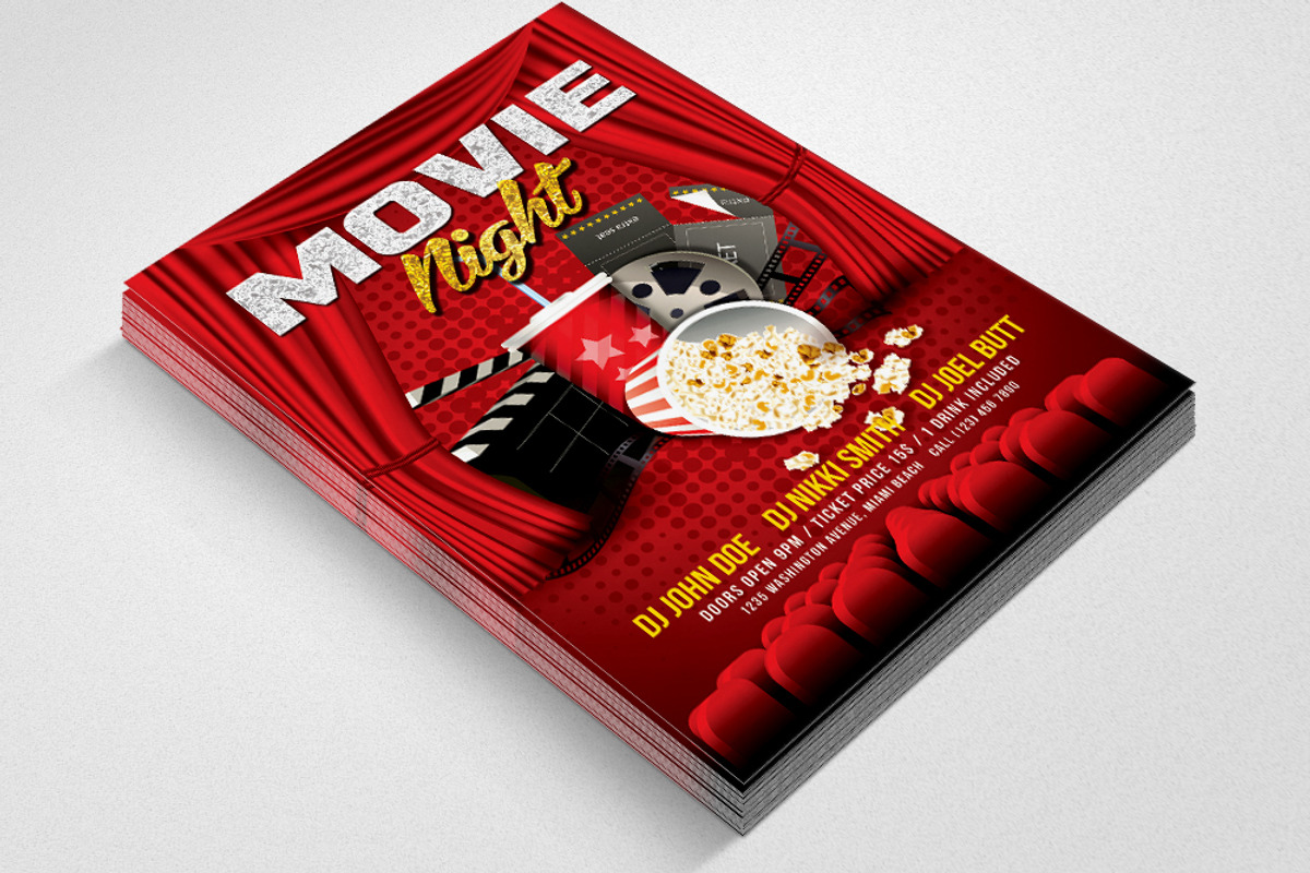 Movie Night Cinema Flyer, a Flyer Template by Psd Templates