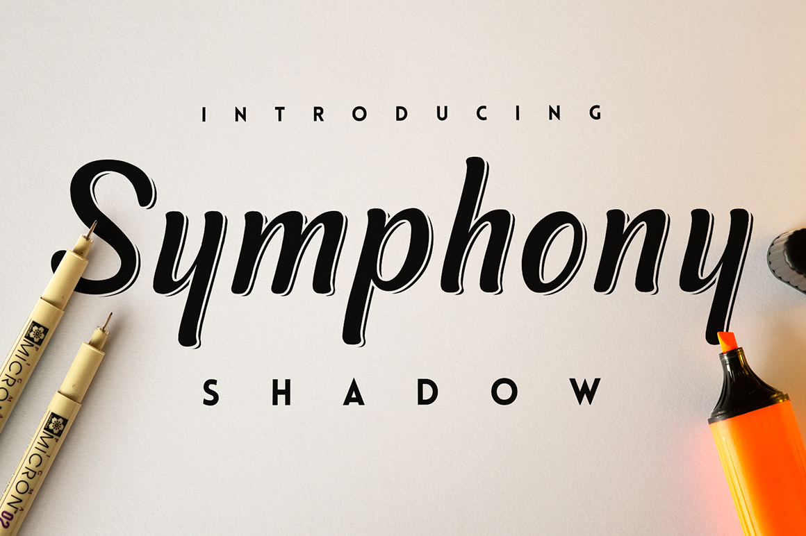 Symphony Shadow, a Script Font by SNK's