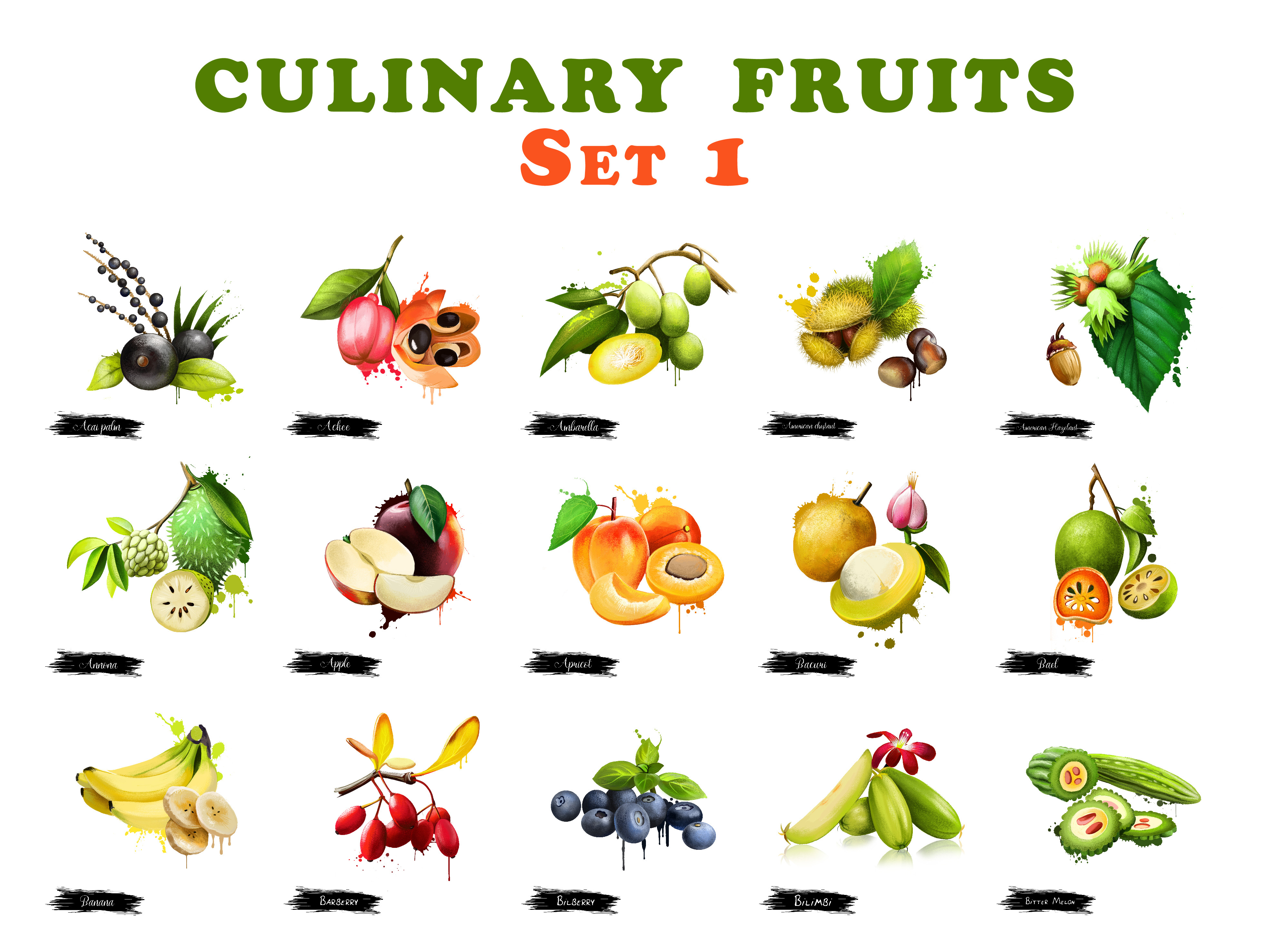 Culinary fruits set part 1, an Object Graphic by Dneprstock