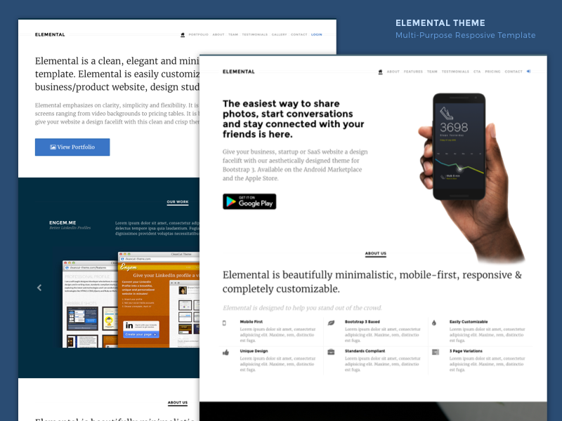 Elemental - Minimal & Elegant Theme, a Bootstrap Template by Authentic ...