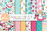 Summer Cute Cats Digital Paper Pack