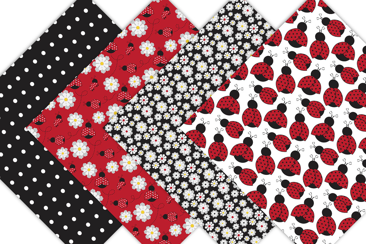 Ladybug Digital Paper Pack, a Pattern Graphic by Leska's Digitals