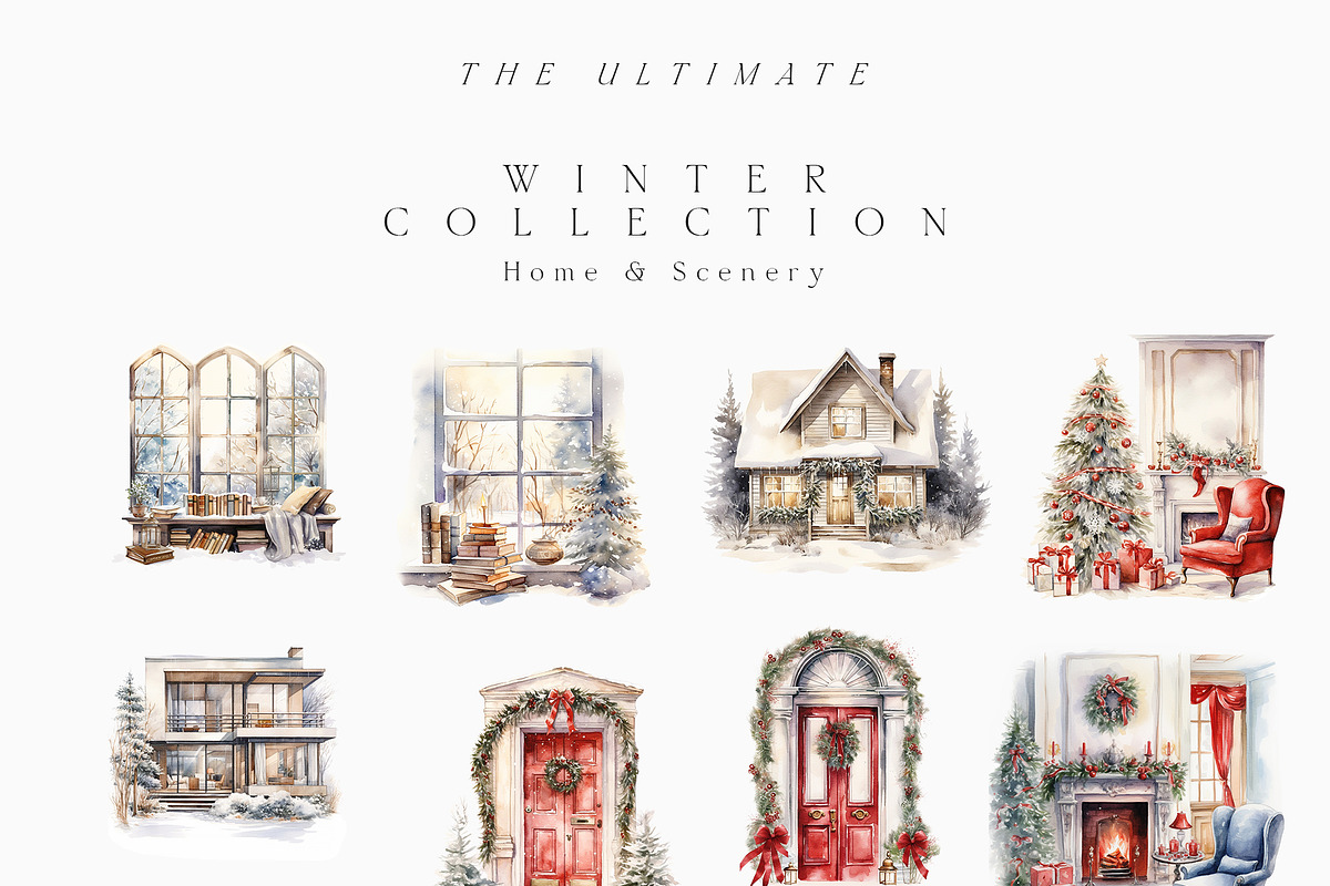 Watercolor Winter & Christmas clipart