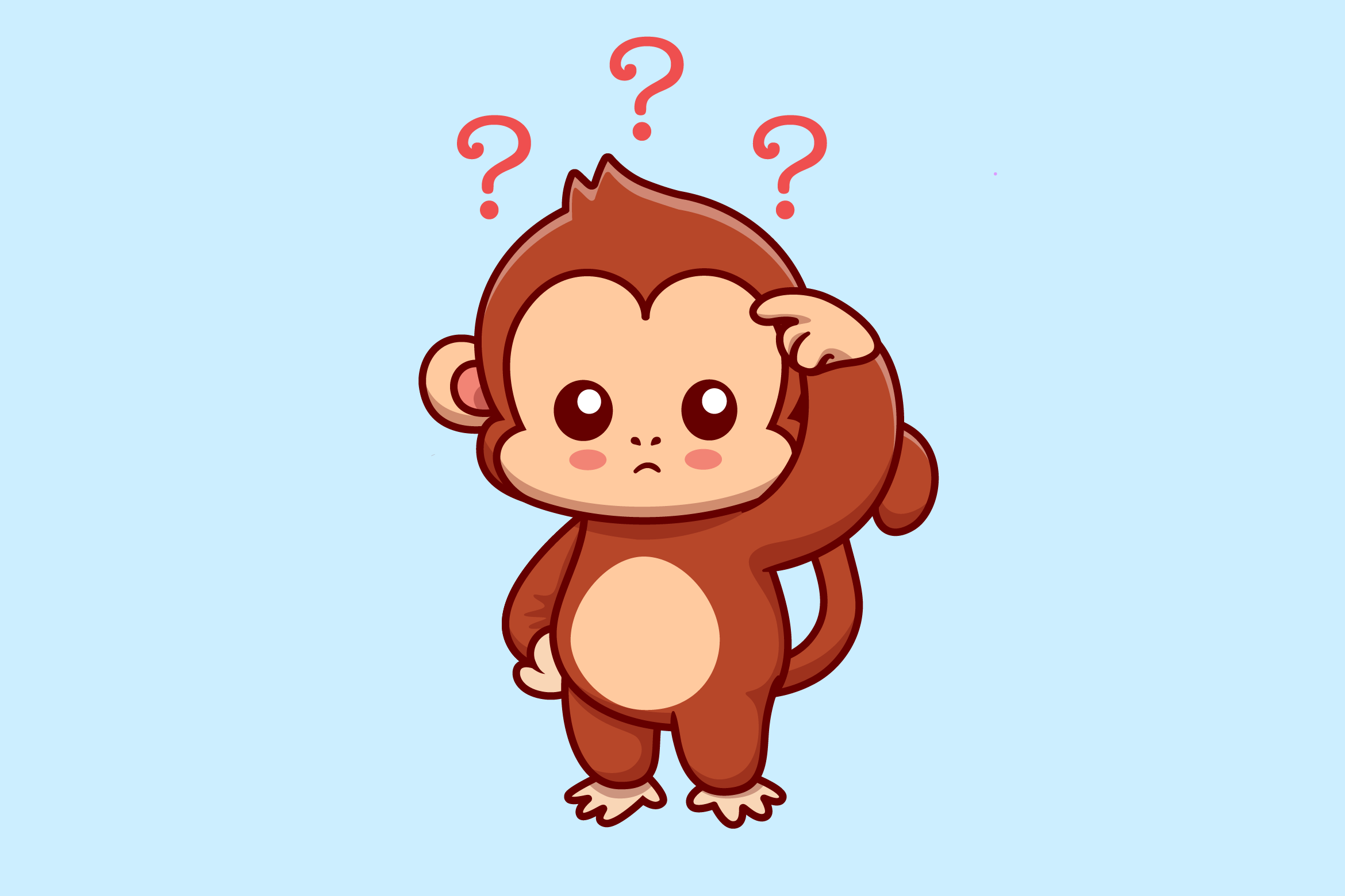 Cute Monkey Confused Cartoon, an Animal Illustration by Catalyst Labs