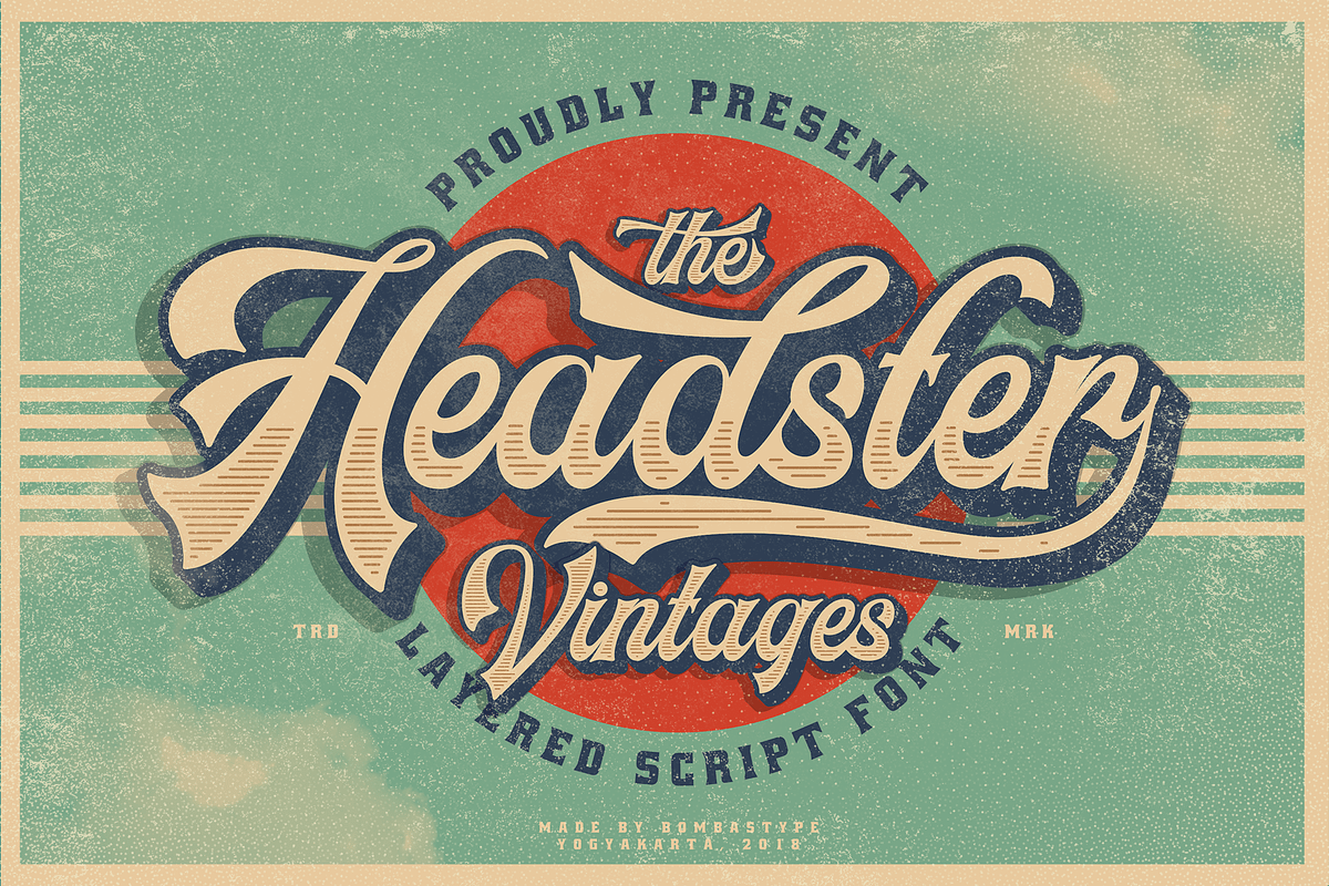 Headster Layered Family, a Script Font by Bombastype