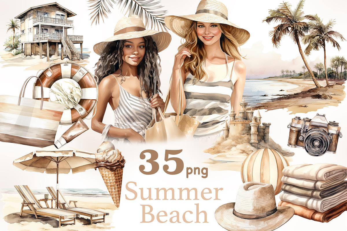 Summer Beach Clipart Bundle
