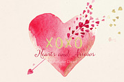 Hearts Arrows Valentines Watercolor, a Decorative Illustration by ...