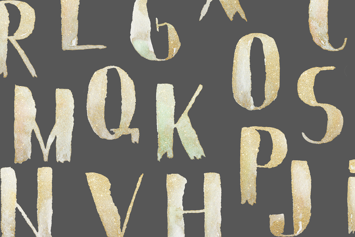 A to Z Gold Watercolor Alphabet, an Object Graphic by OM Creativ