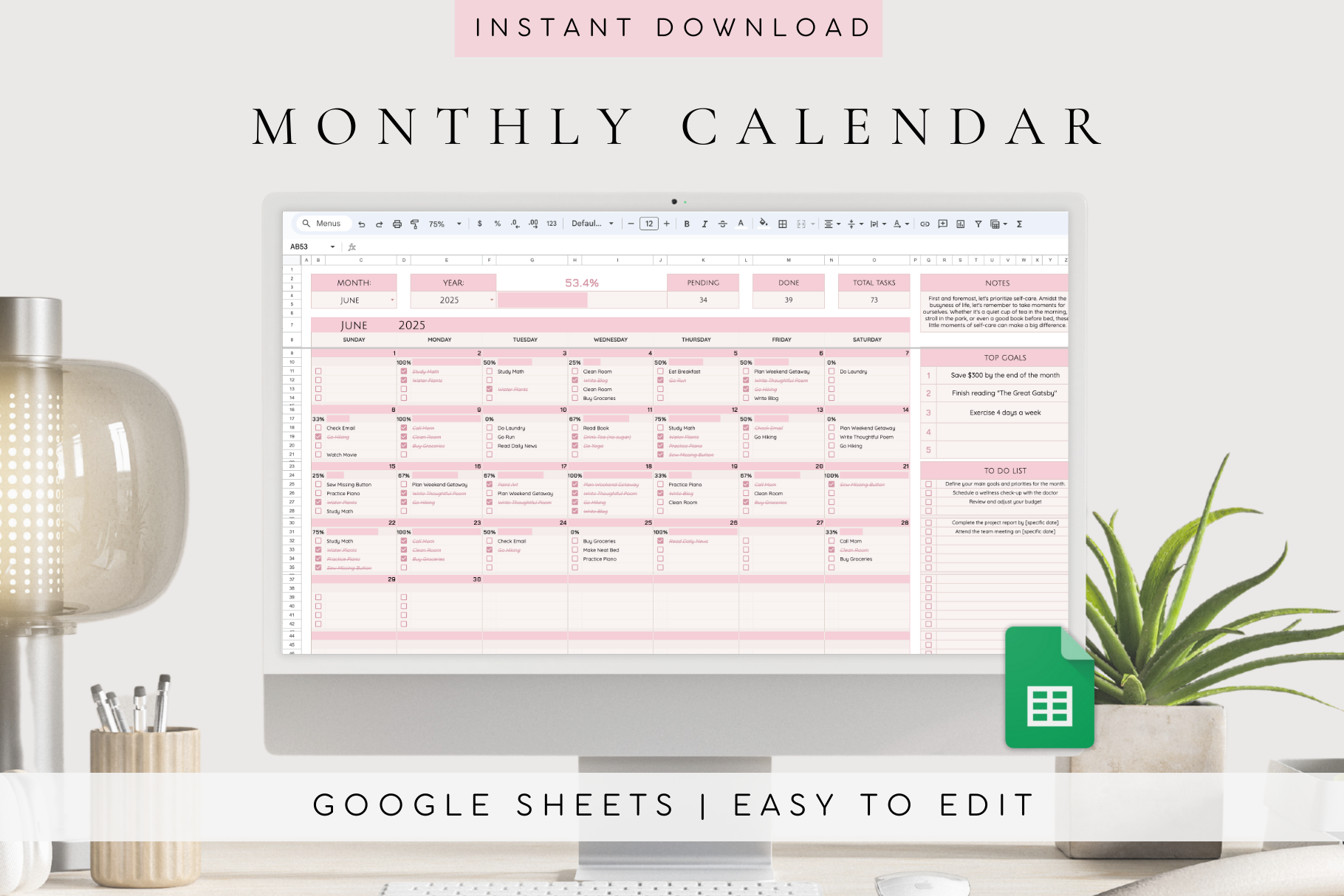 Digital Monthly Calendar Template, a Templates & Theme by BRANDcontent