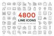4800 Line Icons Pack, an Outline Icon by Vectors Market