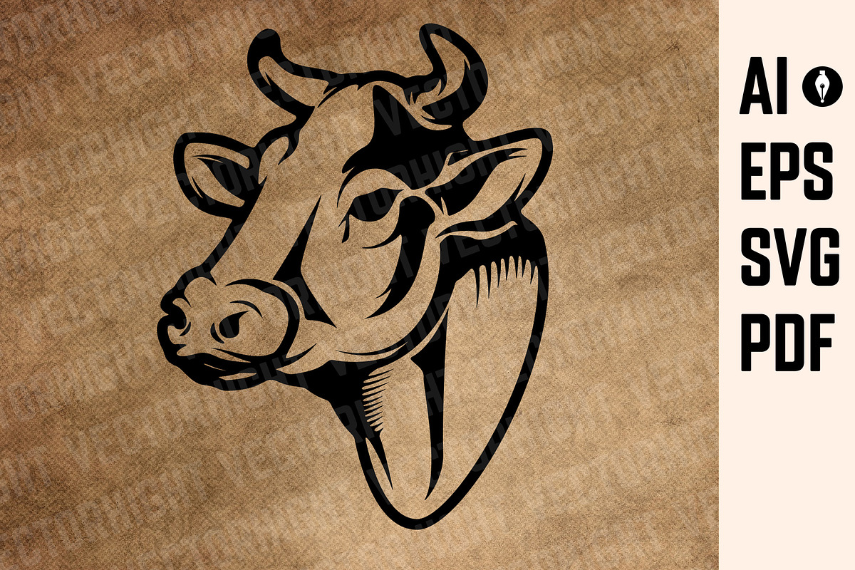 Cow Head, Bull Head, Buffalo Svg,, an Icon by Vectorhight | Creative Market