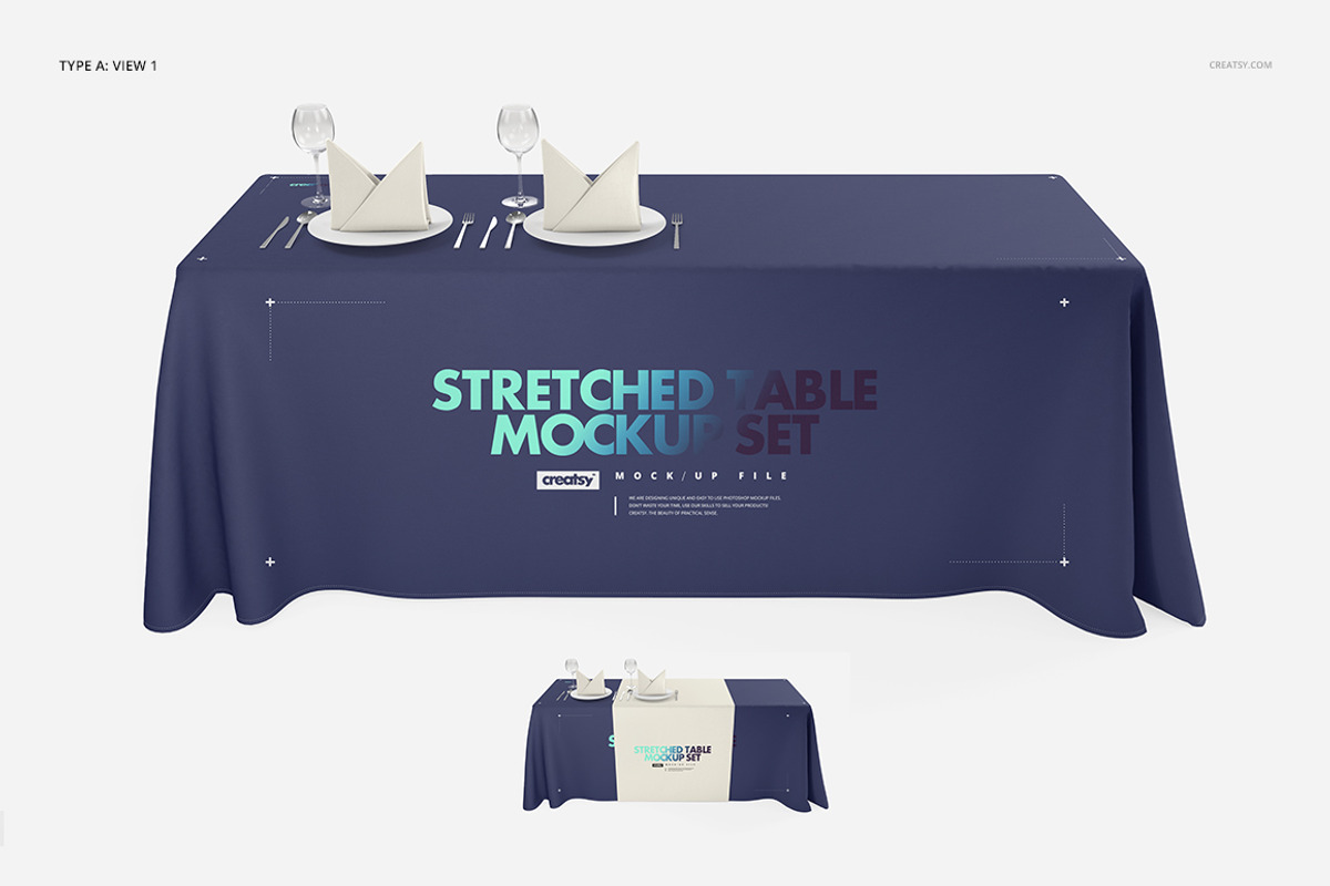 Imprinted Tablecloth Mockup Set, a Product Mockup by creatsy5
