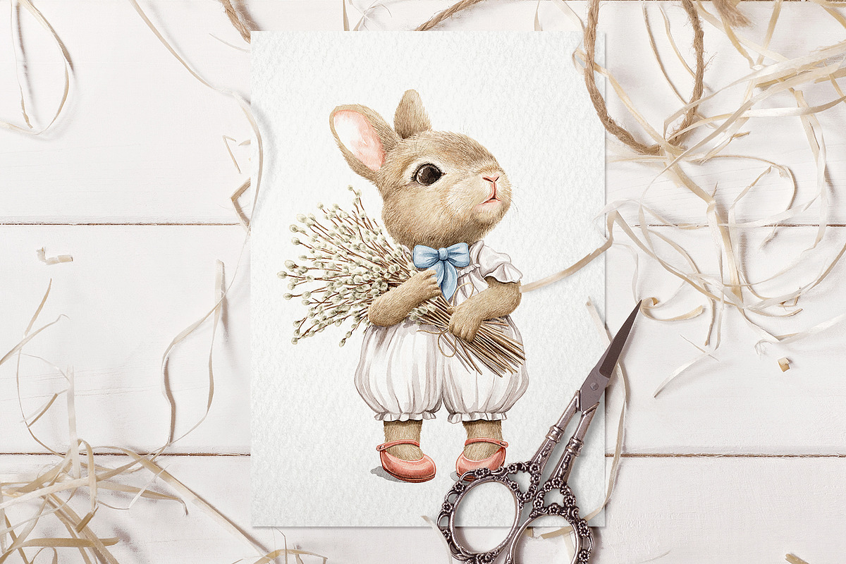 The Easter rabbit family, an Animal Illustration by Mimomy