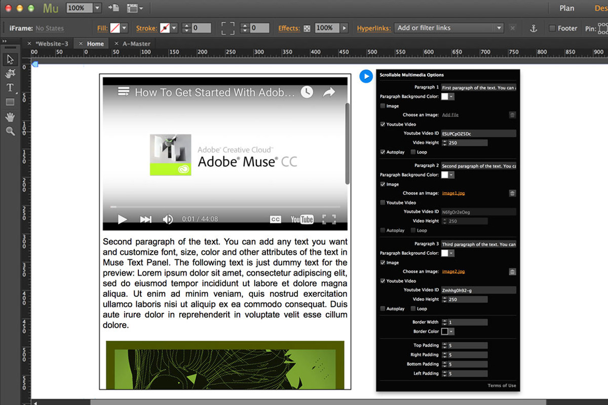 Scrollable Multimedia Muse Widget, a Plug-in Add-On by MuseTemplatesPro ...