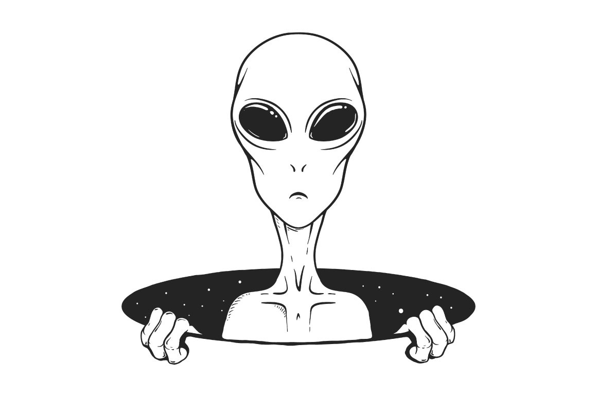 alien peeps out from space hole, a Person Illustration by Galacticus ...