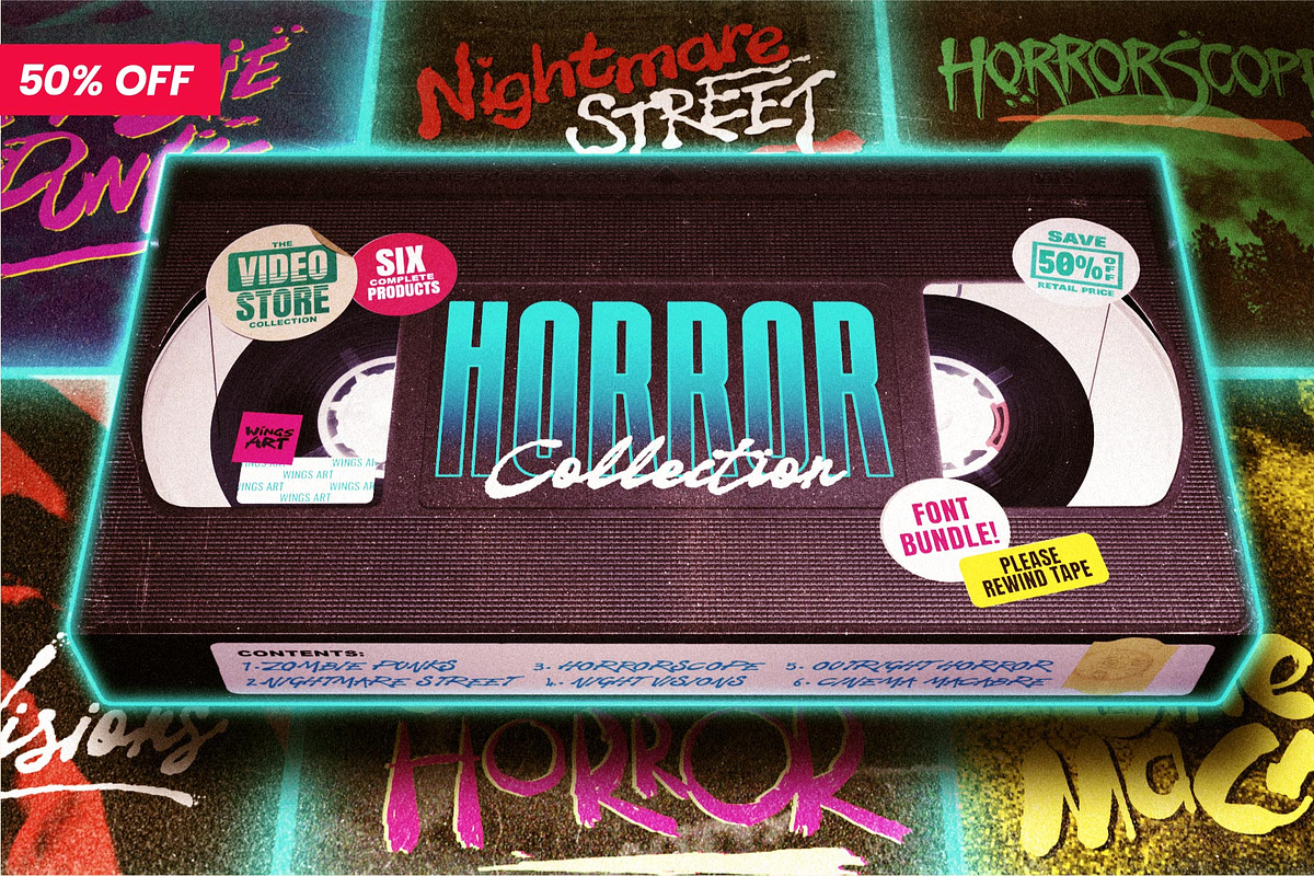 The VHS Horror Font Bundle - SAVE 50%