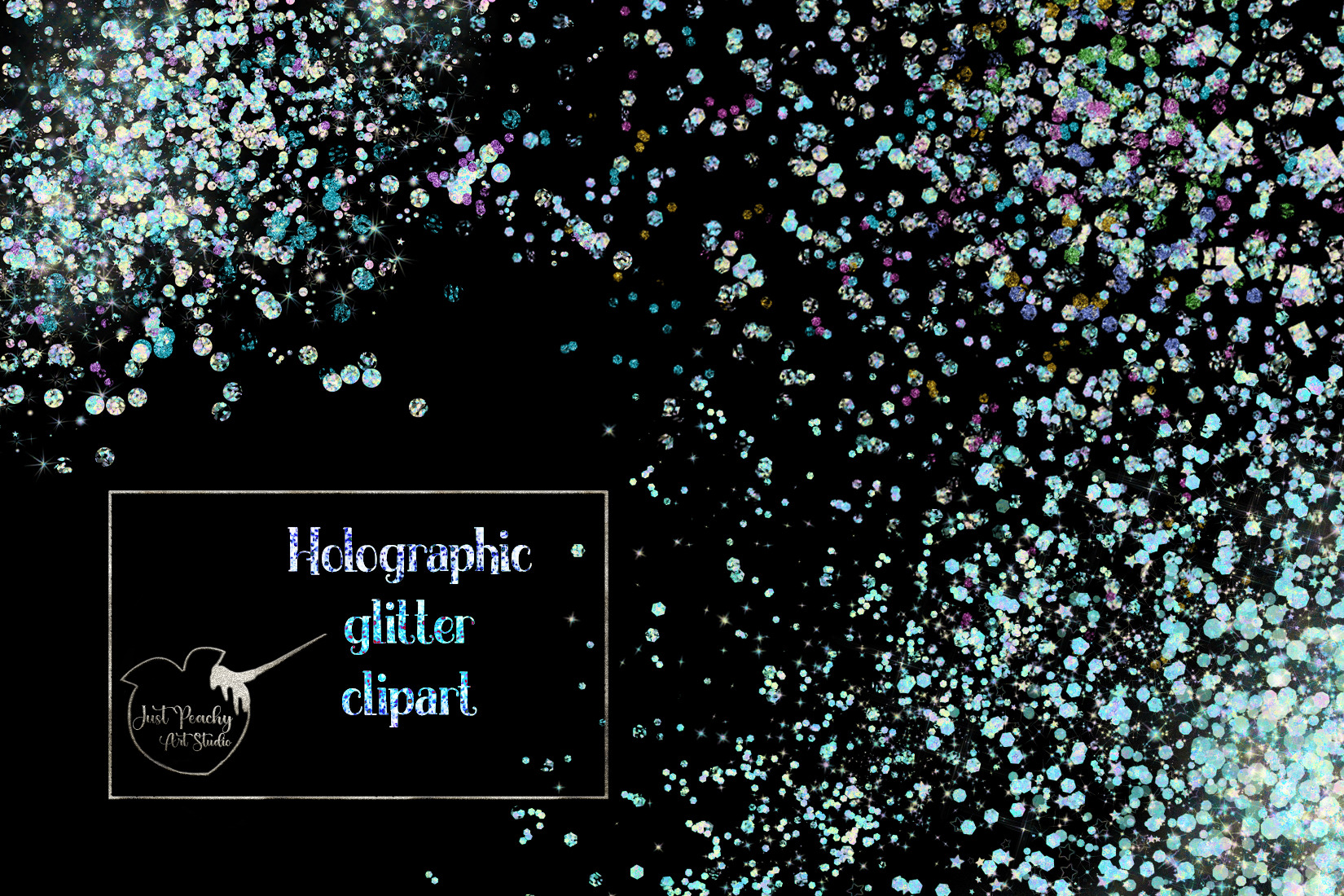 Holographic Glitter PNG clipart., a Graphic by Wonderart Atelier