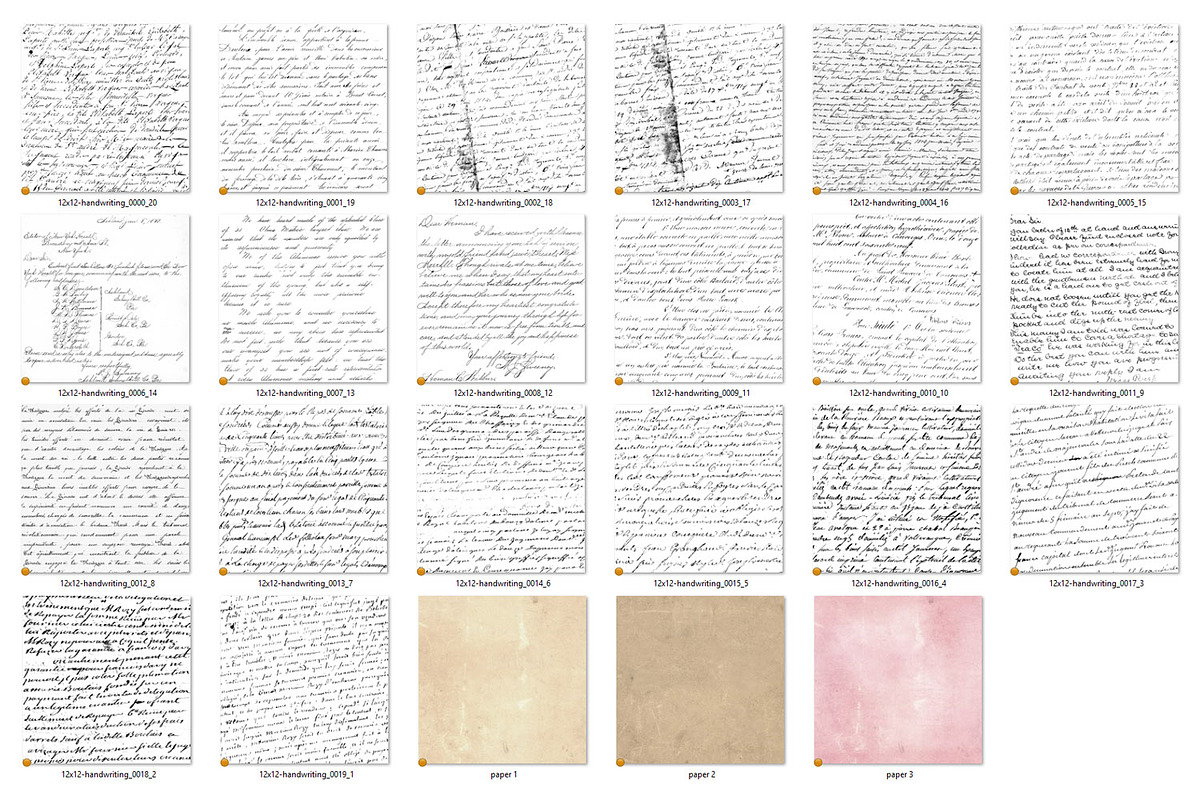 12x12 Old Handwriting Overlays, a Texture Graphic by Digital Curio