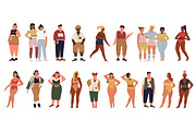 Plus size body positive people set | Healthcare Illustrations ...