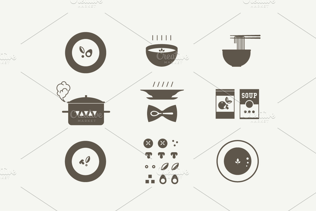 Vector flat soup icons, an Icon by vectorprro